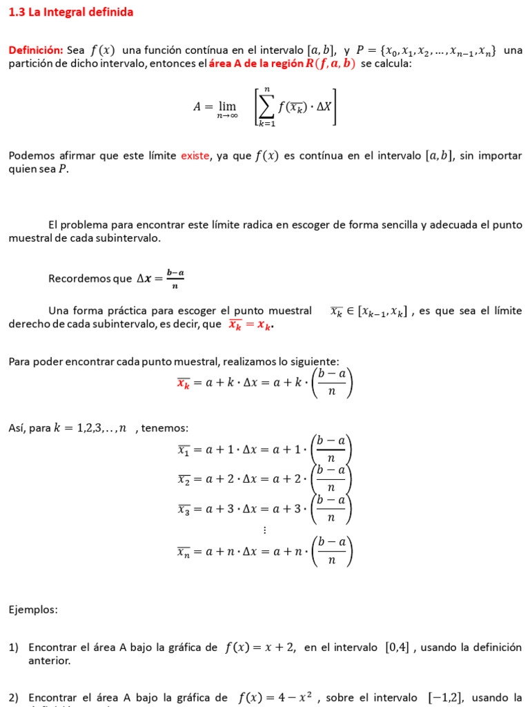 04 La Integral Definida | PDF | Integral | Límite (Matemáticas)