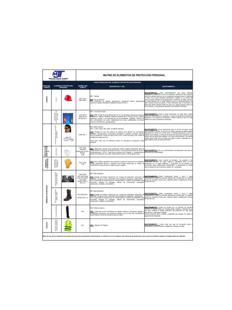 Caracterización Matriz EPP V1 | PDF | Materiales