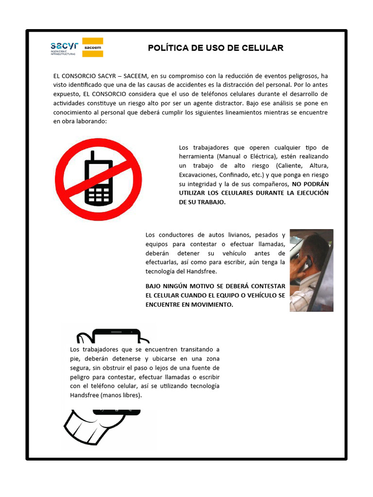 Prohibición de Celulares en el Trabajo | PDF