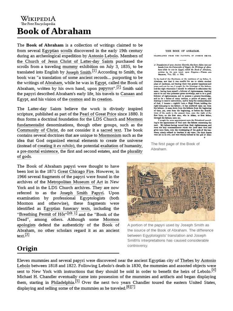 Book of Abraham | PDF | Latter Day Saint Movement | Mormonism