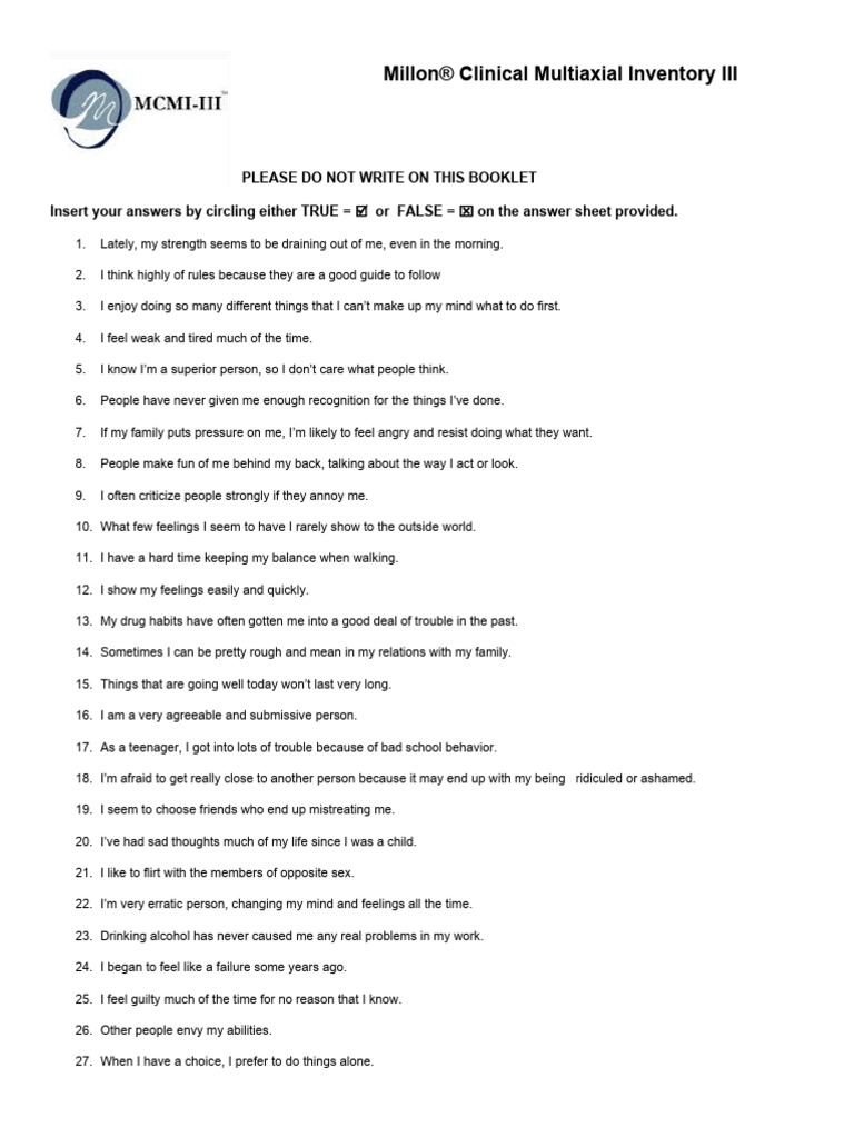 Mcmi Iii | PDF | Thought | Mind