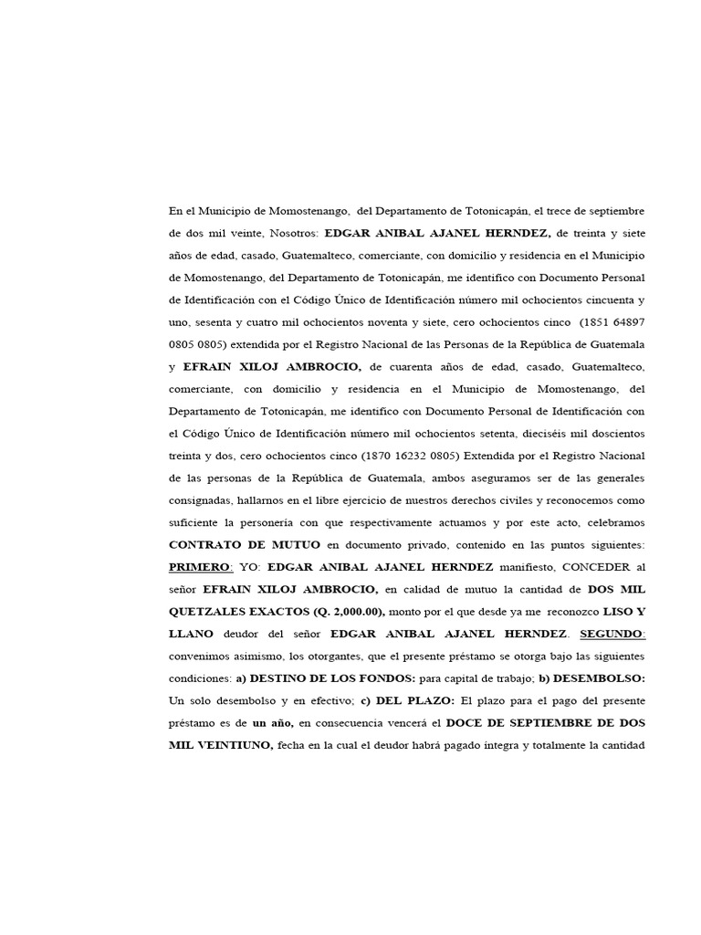 Mutuo Angel Poroj Itzep | PDF