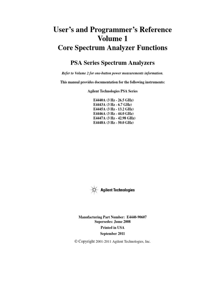 User's and Programmer's Reference: Core Spectrum Analyzer Functions | PDF