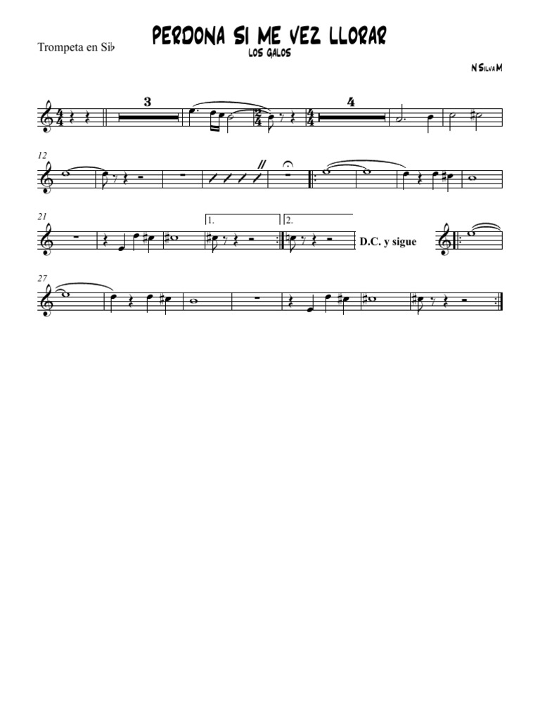 Perdona Si Me Vez Llorar - Trompeta en Sib | PDF