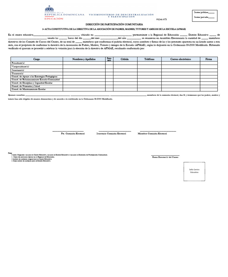 Acta Constitutiva de Apmae. 2022-2023 | PDF | Gobierno | Elecciones