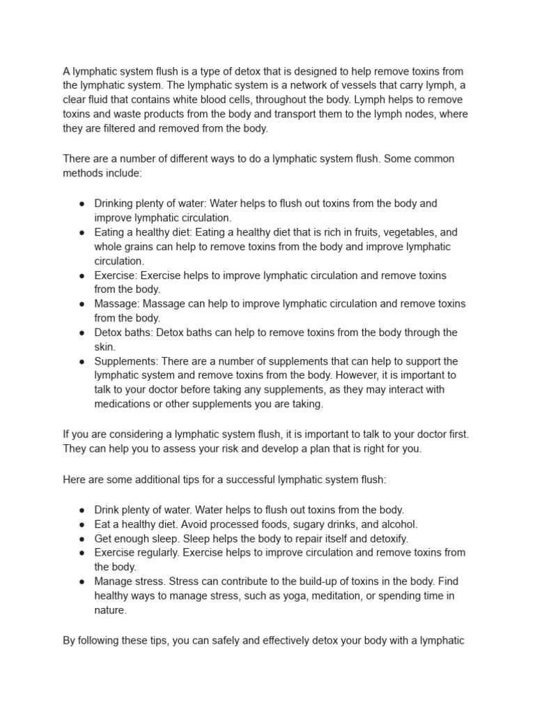 Lymphatic System Flush PDF | PDF | Wellness