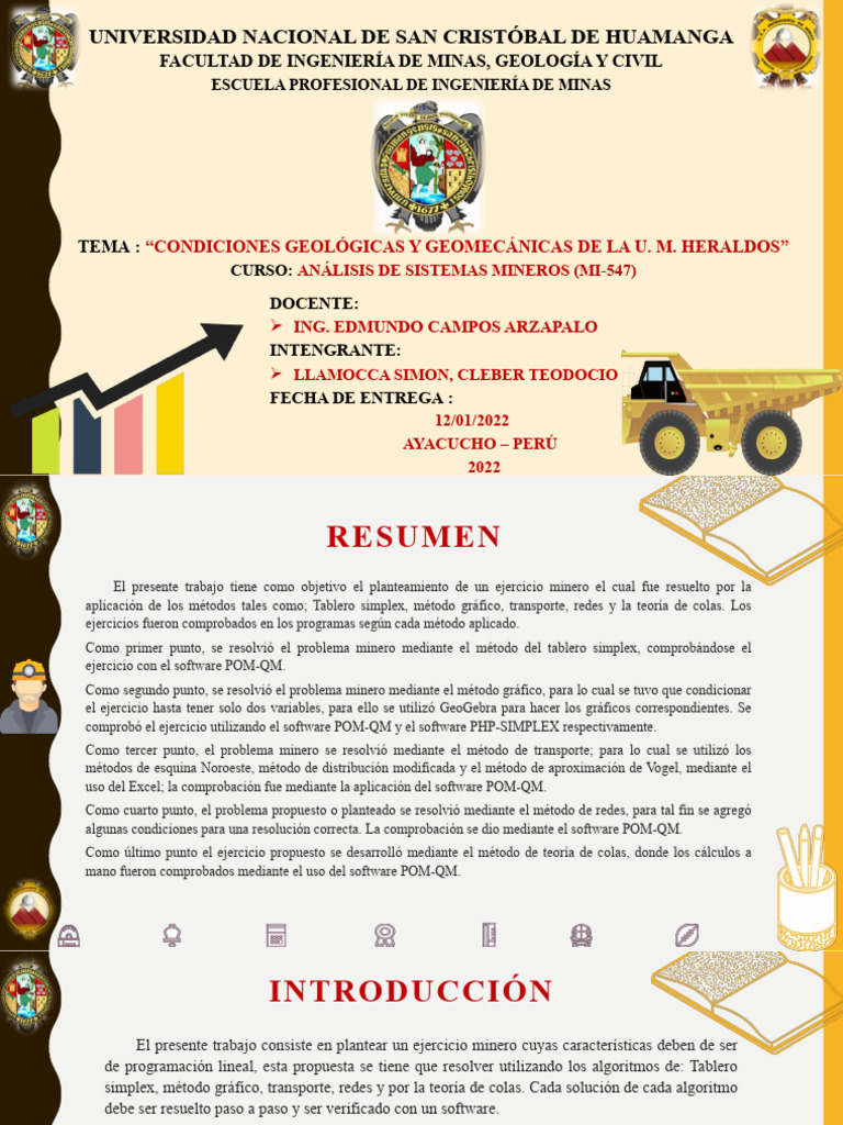 Analisis de Sistemas Mineros (Mi-547) | PDF | Programación lineal | Matemáticas