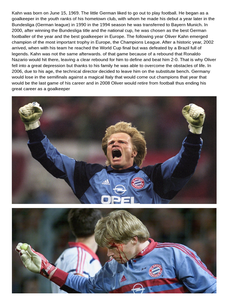 Oliver Kahn: Legendary German Goalkeeper | PDF