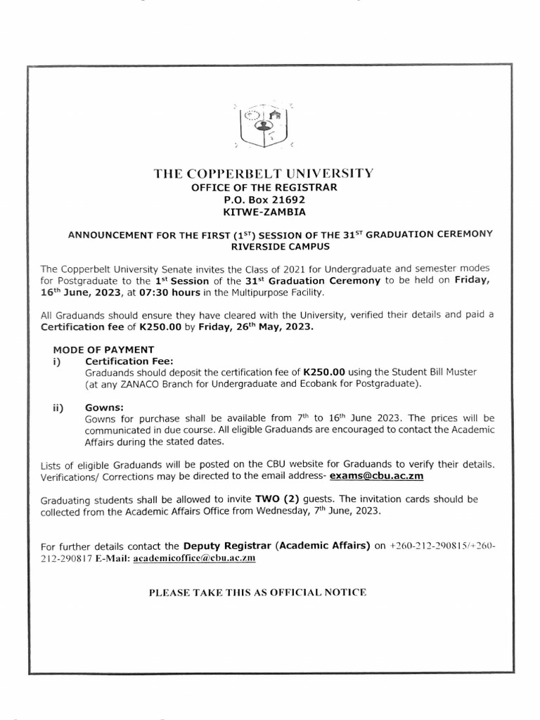 1681464875announcement For First Session of The 31st Graduation ...