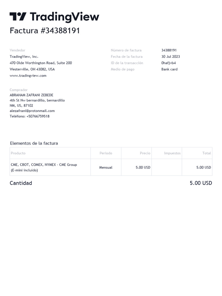 TradingView Invoice | PDF