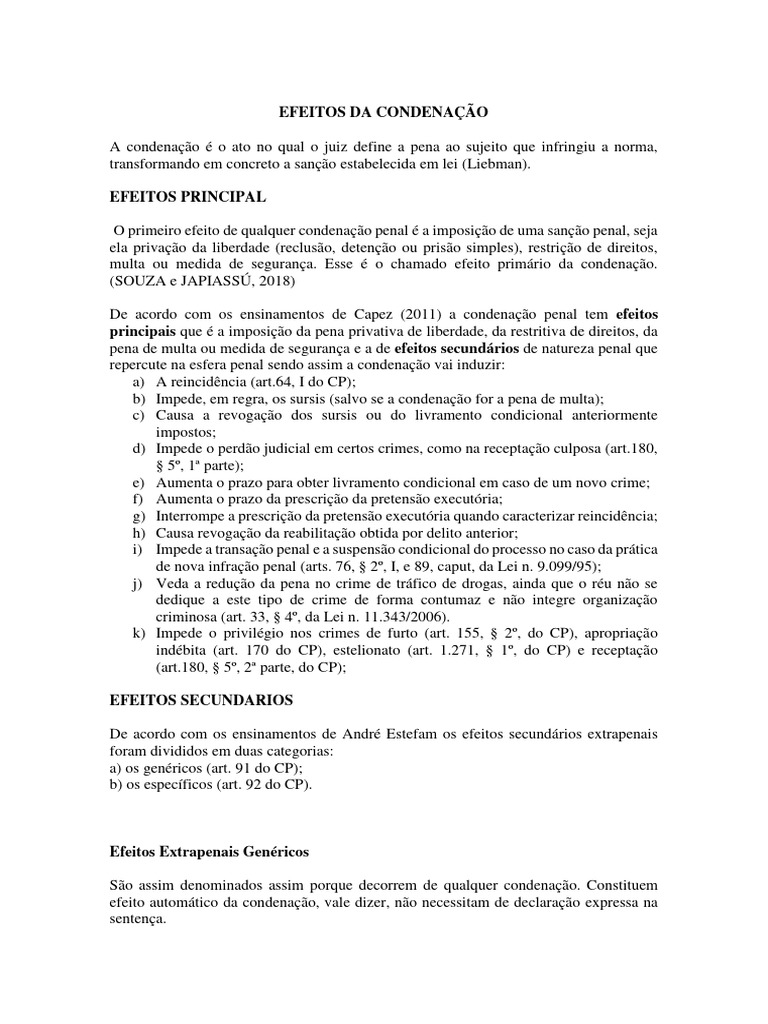 Efeitos Da Condenação | PDF | Sentença (jurídico) | Direito Penal
