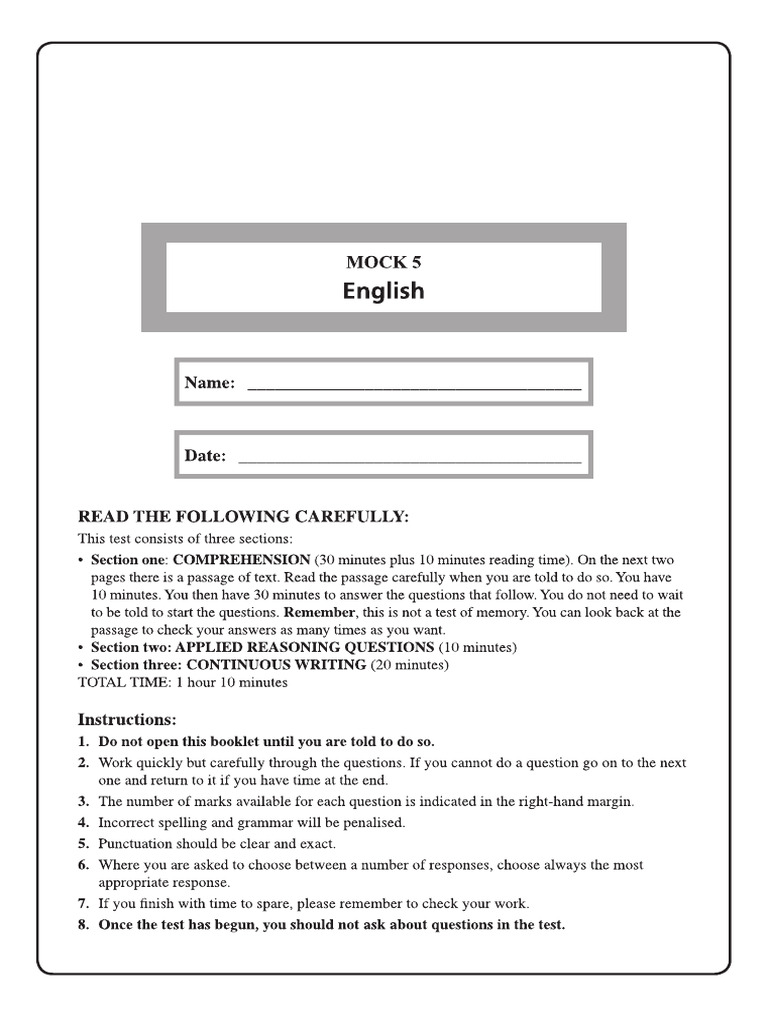 Mock 5 English[1] | PDF