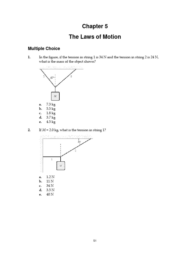 100 Laws of Motion Practice Questions | PDF | Force | Velocity