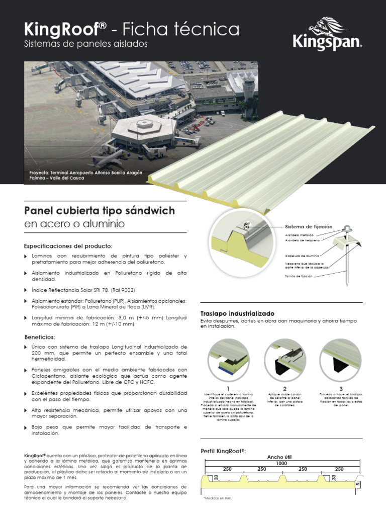 Kingspan Roof Panels Kingroof Datasheet COL ES | PDF | Aislamiento ...