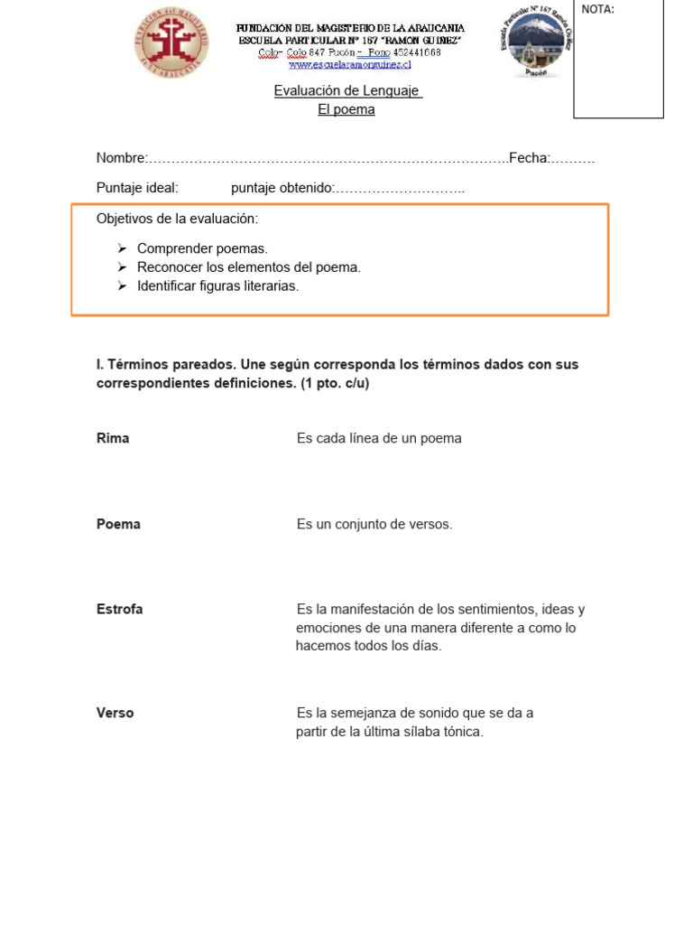 Evaluación | PDF | Rima | Poesía