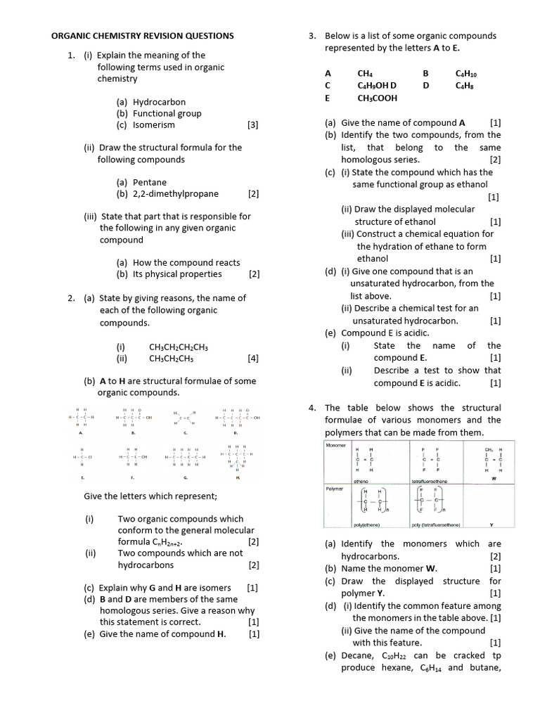 Chemistry Assignment - Organic Chemistry | PDF | Alkane | Ester