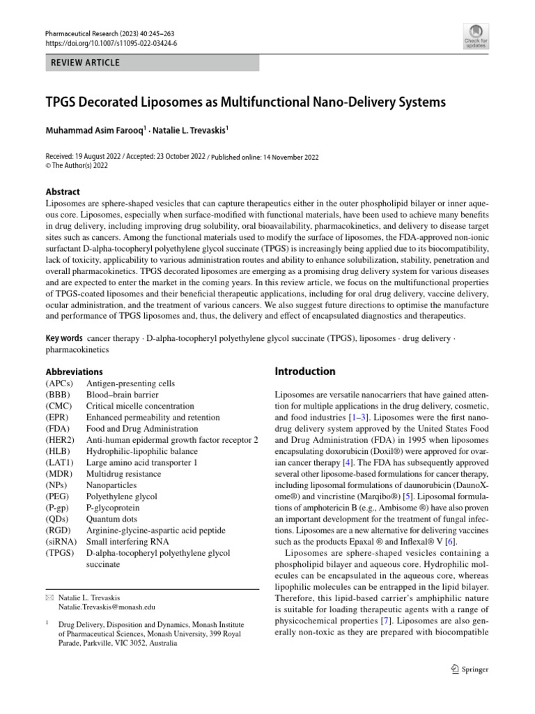 Tpgs | PDF | Liposome | Chemotherapy