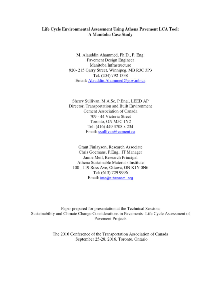 AhammedMA - Life Cycle Environmental Assessment Using Athena Pavement ...