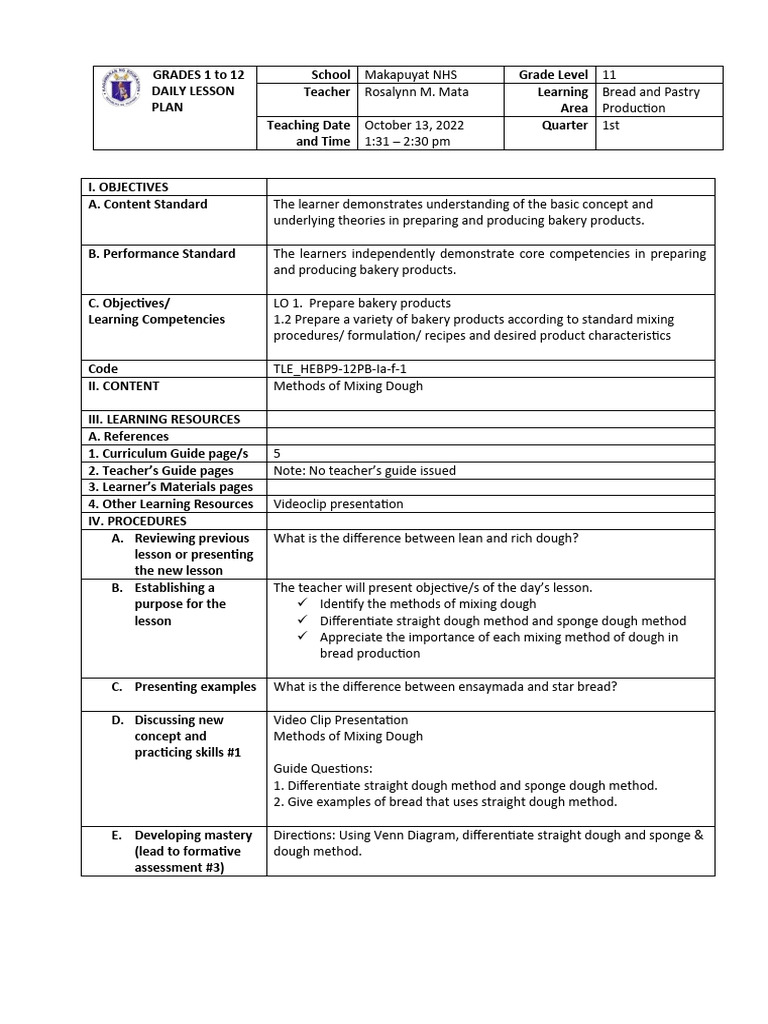 Methods of Mixing Dough | Download Free PDF | Learning | Curriculum