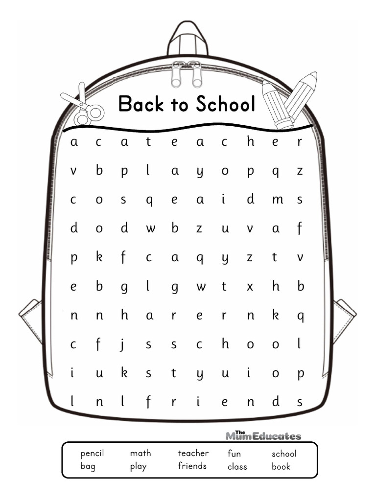 Back To School Word Search | PDF