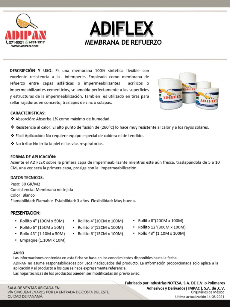 Adipan Adiflex Sencillo | PDF