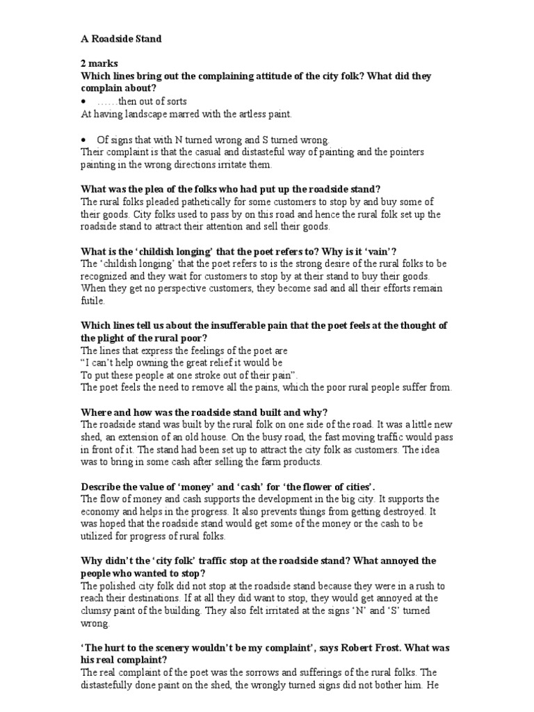 A Roadside Stand | PDF