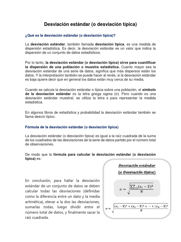 DESVIACION ESTANDAR_100054 | PDF | Desviación Estándar | Diferencia