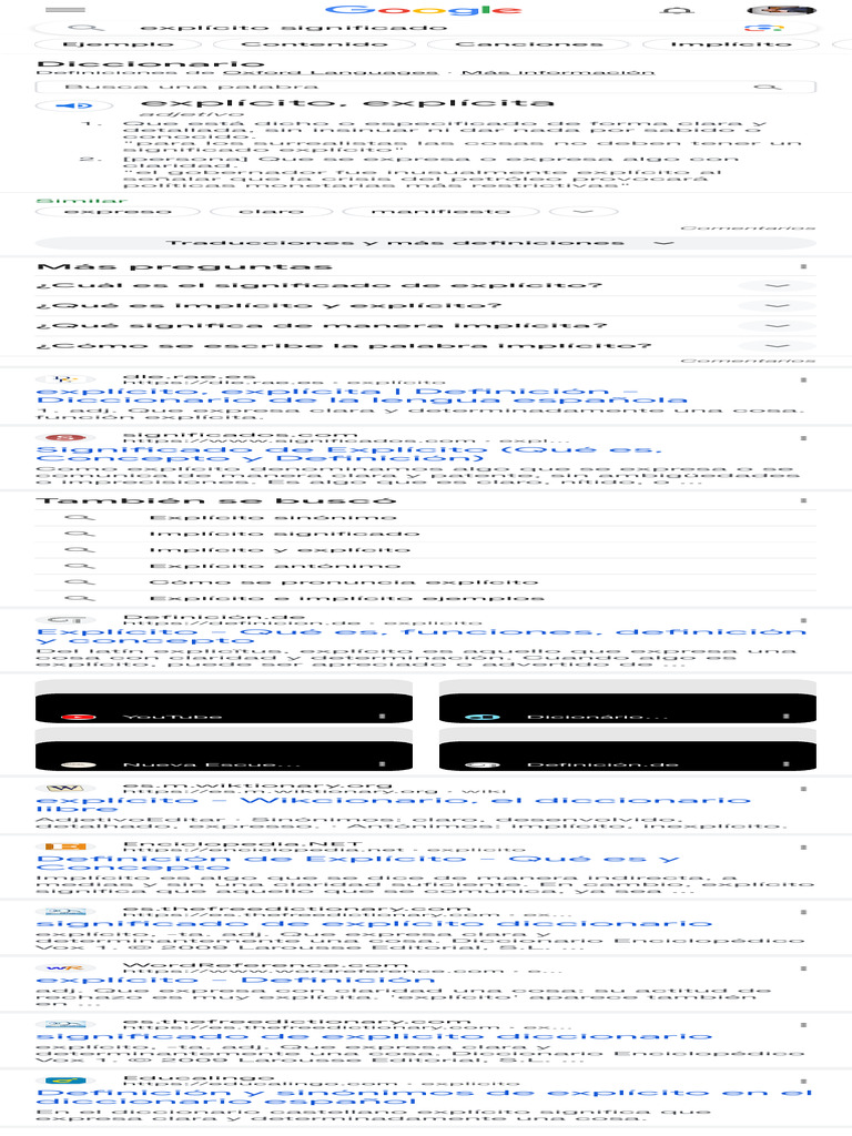 Explícito Significado - Buscar Con Google | PDF | Diccionario | Palabra