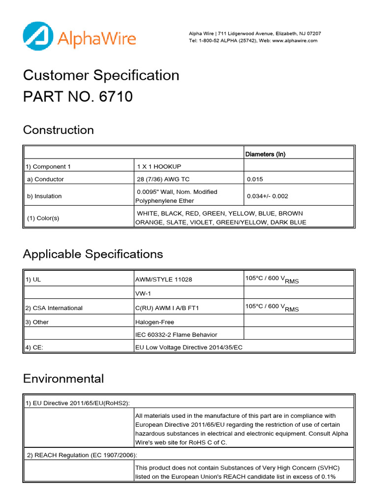Cable AWM - Product - Specification-1837451 | Download Free PDF ...