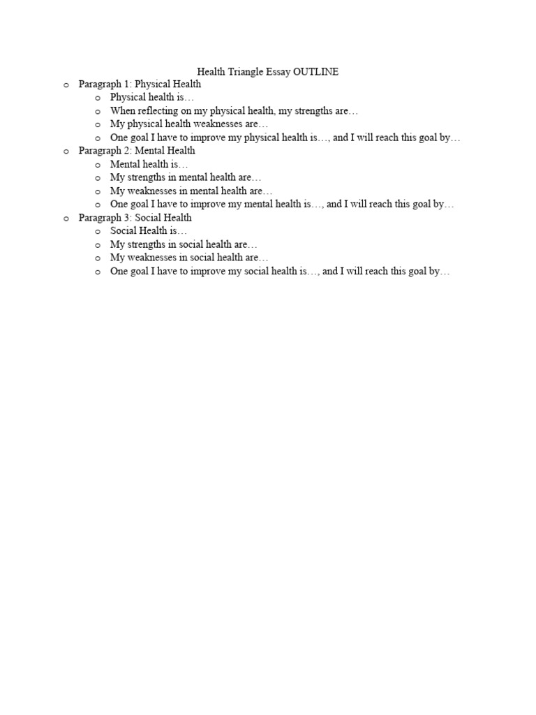Health Triangle Essay OUTLINE | PDF