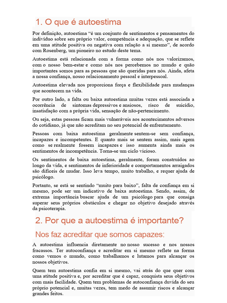 Autoestima | PDF | Autoestima | Atitude (Psicologia)
