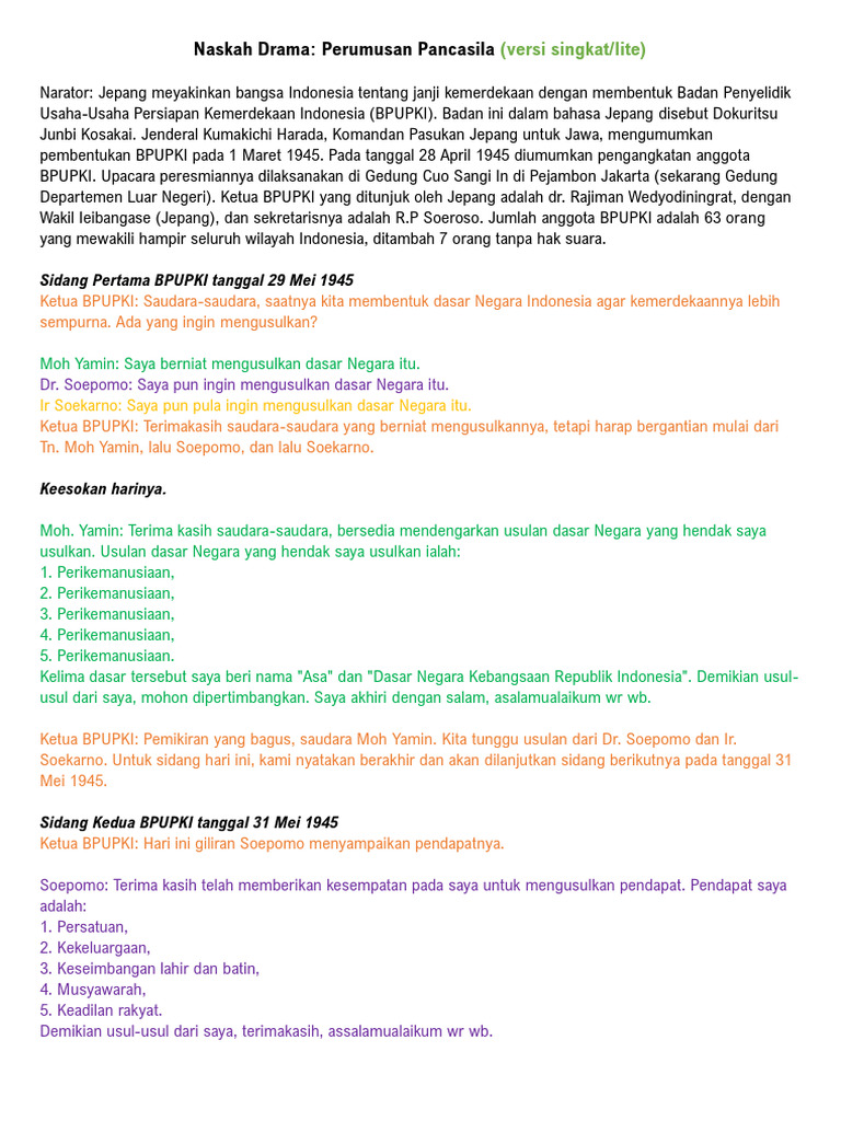 Naskah Drama Perumusan Pancasila | PDF