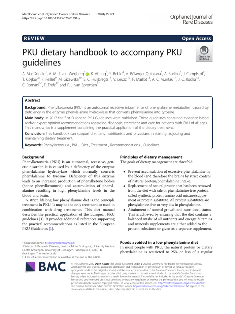 PKU Dietary Handbook in PKU | PDF | Phenylalanine | Dietary Supplements