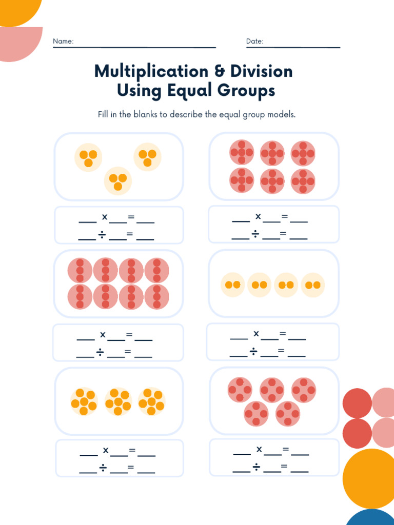 Equal Groups Multiplication Worksheet Multiply Using Equal Groups