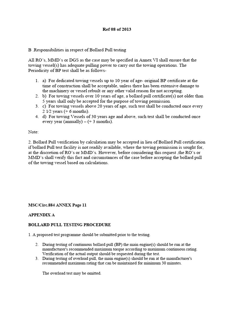 Bollard Pull Testing DG Shipping | PDF | Propeller