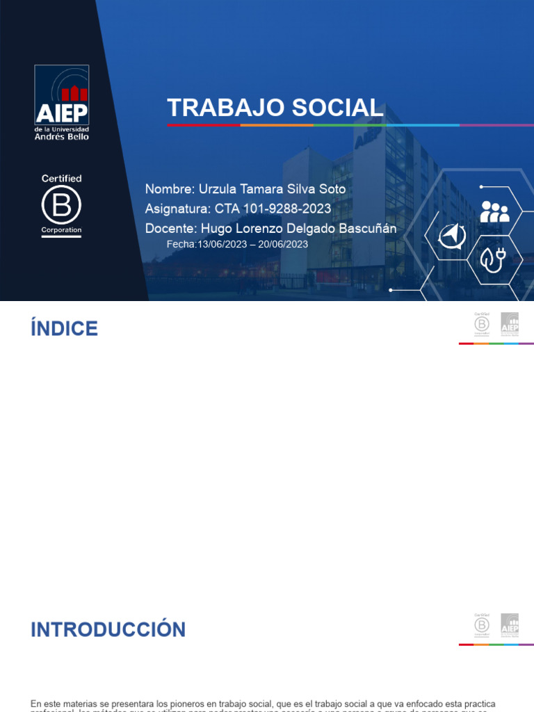 CTA101 Pres Institucional AIEP | PDF | Trabajo Social