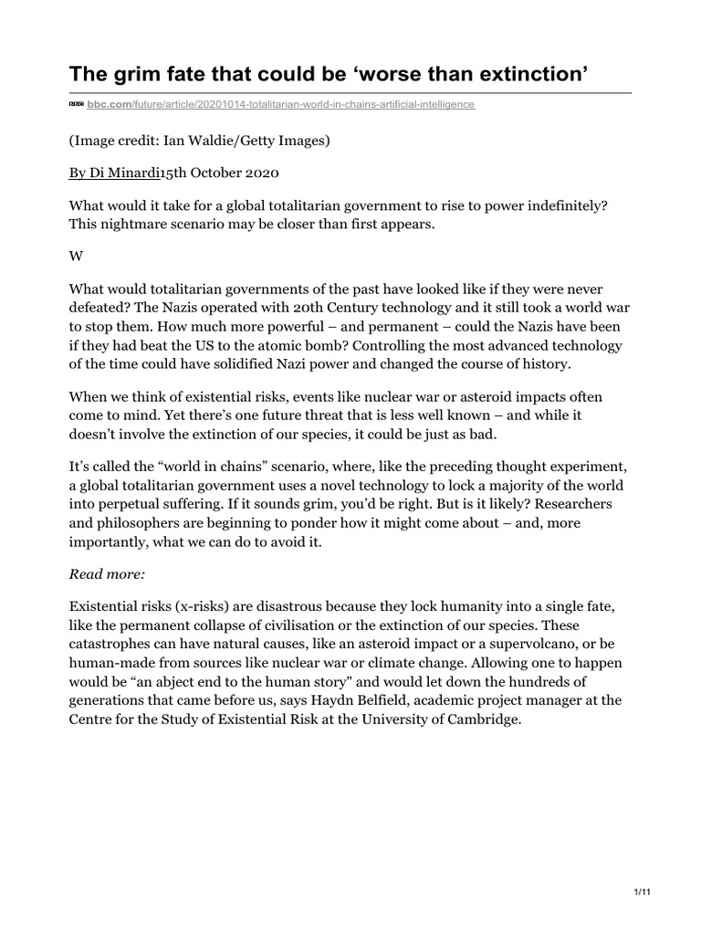 The Grim Fate That Could Be Worse Than Extinction | PDF