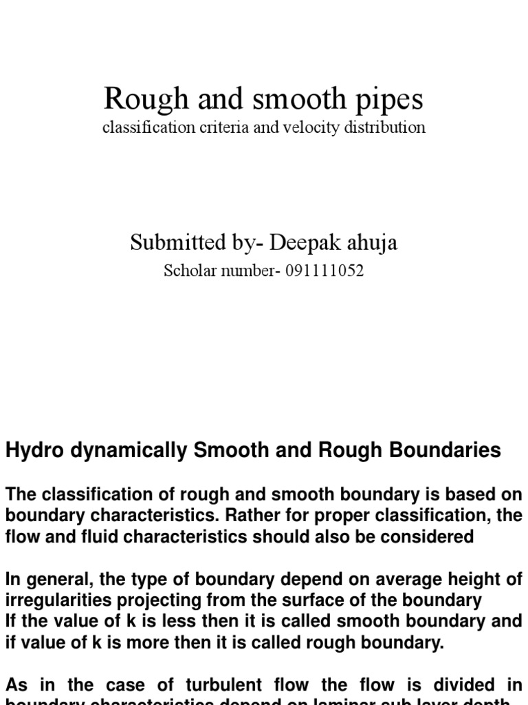 Rough and Smooth Pipes | Laminar Flow | Reynolds Number