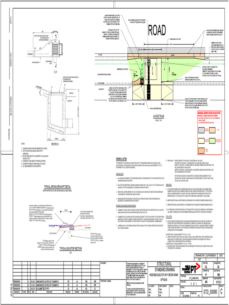 STD - S0080-Kerbside Bus Stop With Spoon Drain OPTION B - RevC | PDF ...