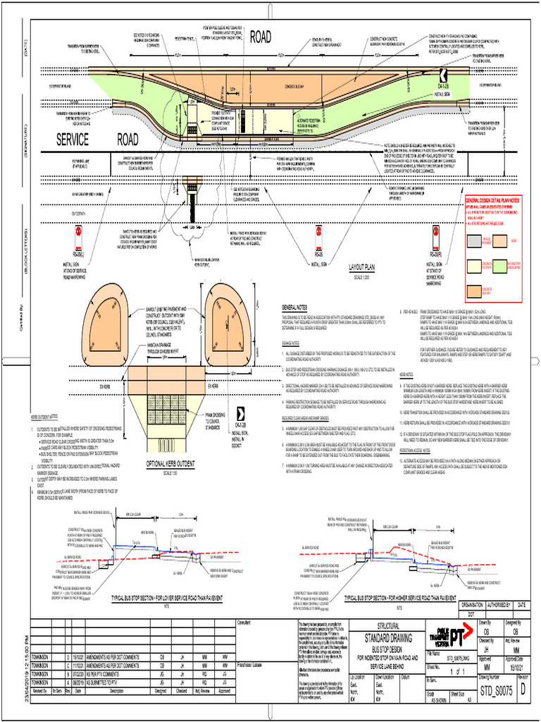 STD - S0075-Indent Bus Stop Between Road and Service Lane - RevD | PDF ...