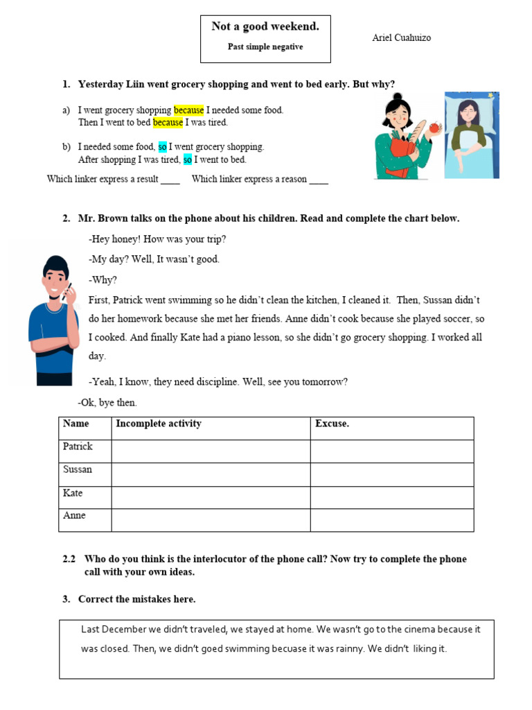 Past Simple Negative Exercises Guide | PDF