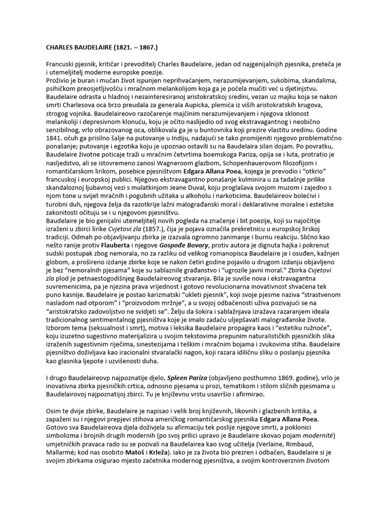 Ch. Baudelaire, Cvjetovi Zla | PDF
