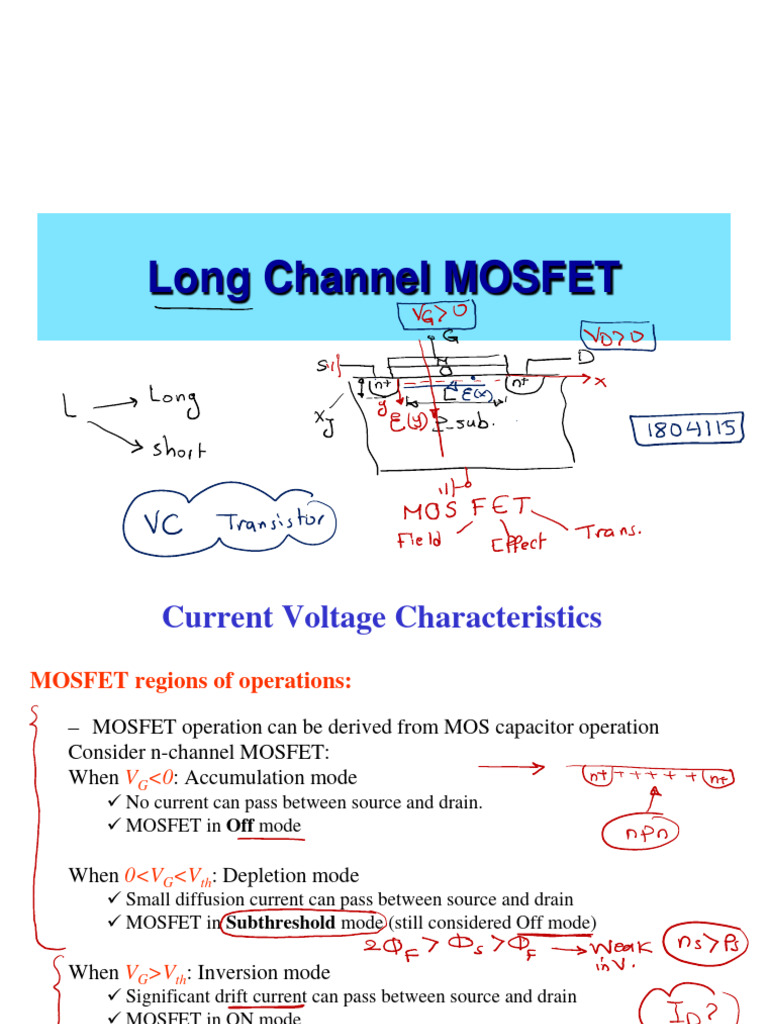 Chapter (5) Part (2) (Long Channel MOSFET) | PDF | Mosfet | Field ...