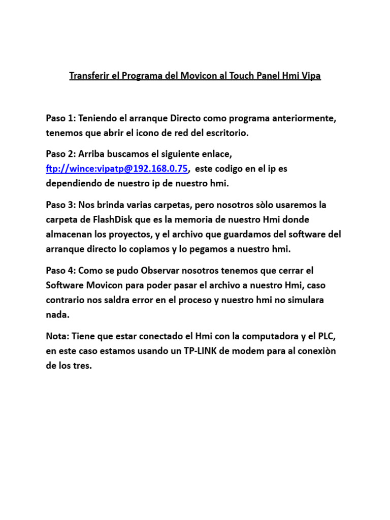 Trasnferir El Software Movicon Al Hmi Vipa | PDF