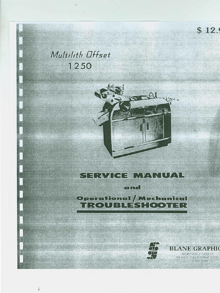 Multilith 1250 Service Manual Compress | PDF