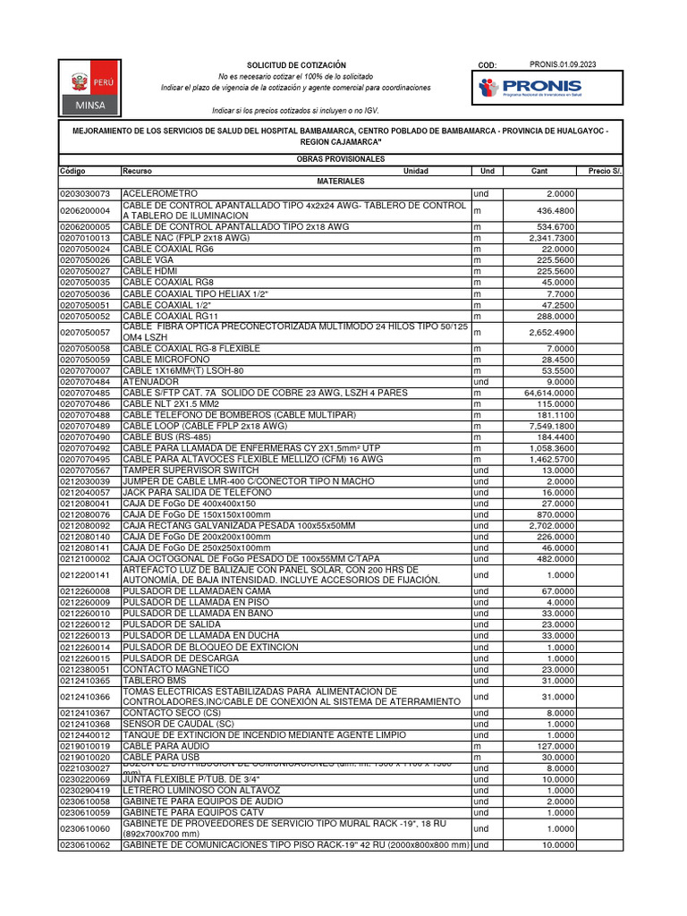 Formato para Cotizar Tic | PDF | Cable coaxial | Electrónica