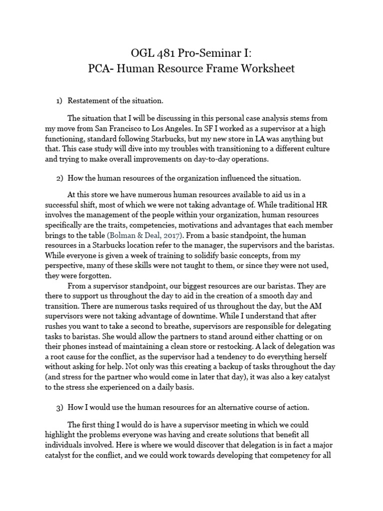 Ogl 481 Pca 3 Human Resources Sarrazin | PDF | Human Resources | Motivation Ogl 481 Pca 3 Human Resources Sarrazin | PDF | Human Resources | Motivation