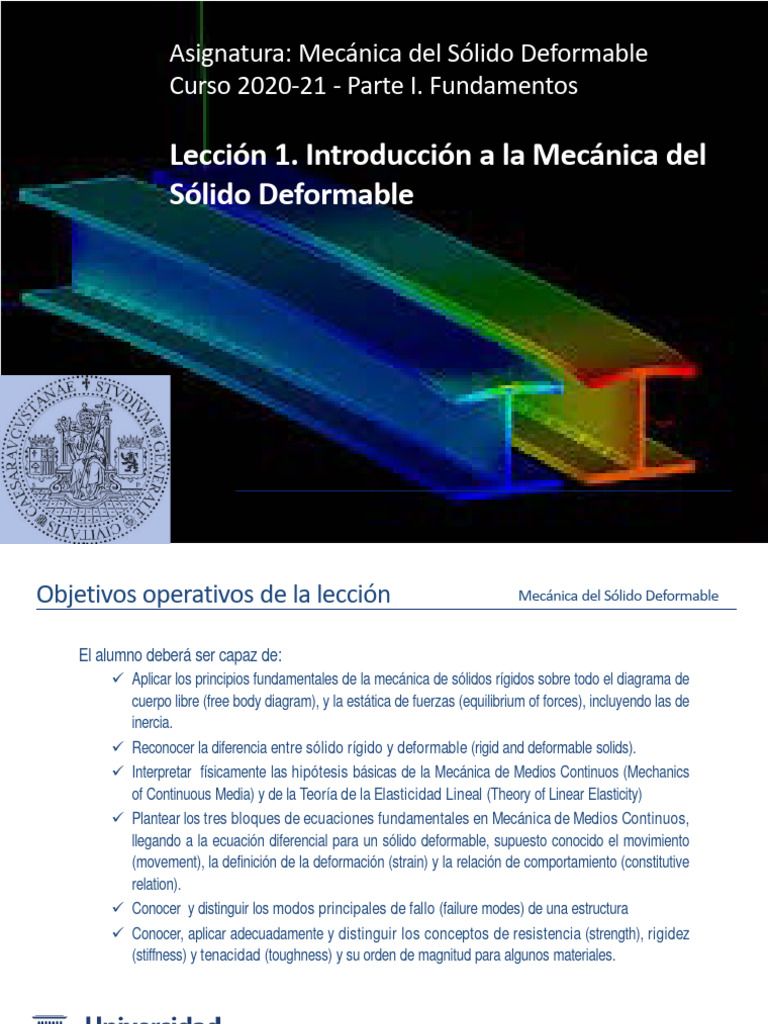 L1 MecánicadelSD | PDF | Mecánica de sólidos | Elasticidad (Física)