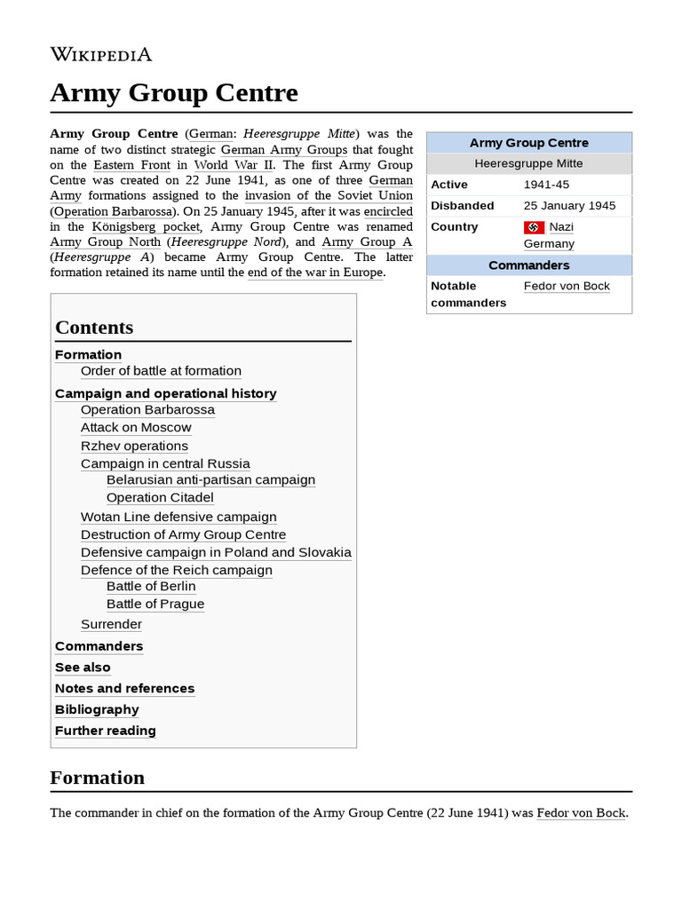 Army Group Centre | Download Free PDF | Military | Military Units And ...