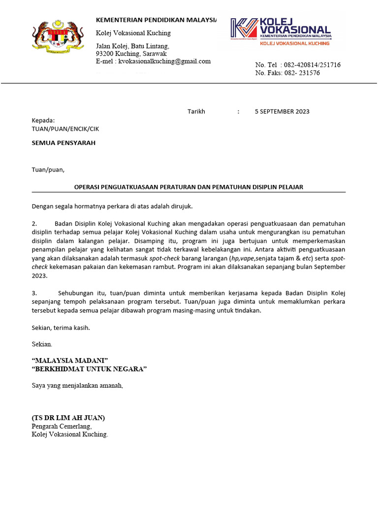 Surat Operasi Spot Check | PDF